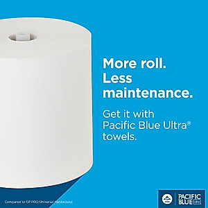 Pacific Blue Ultra 8" High-Capacity Recycled Paper Towel Rolls by GP PRO (Georgia-Pacific), White, 26491, 1,150 Linear Feet Per Roll, 3 Rolls Per Case