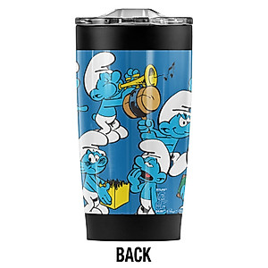 Logovision The Smurfs Smurf Group Collage Stainless Steel 20 oz Travel Tumbler, Vacuum Insulated & Double Wall with Leakproof Sliding Lid Beverages