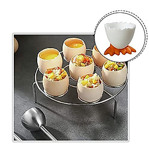 6 Pcs Egg Cups Cartoon Egg Holders Soft Hard Boiled Egg Cups for Breakfast Brunch Soft Boiled Egg(White)