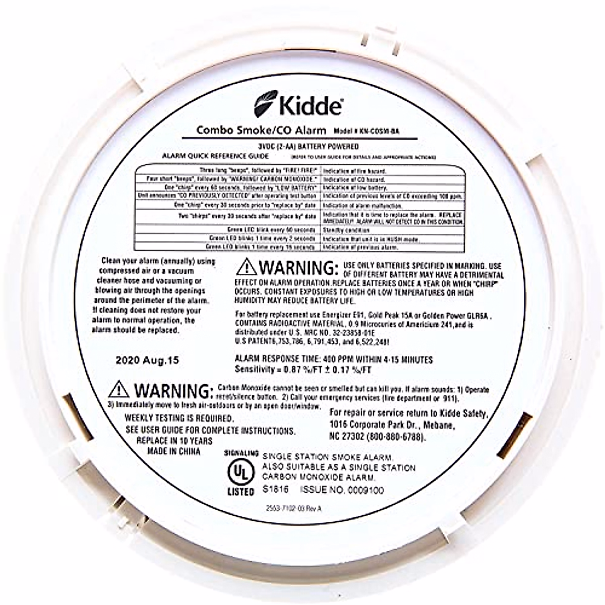 Kidde Smoke & Carbon Monoxide Detector with Voice Alerts, Battery Powered, Combination Smoke & CO Alarm
