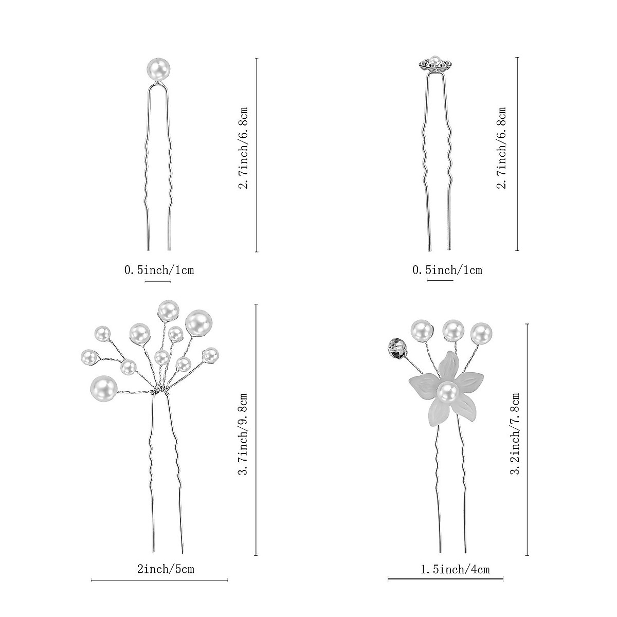 44 Pieces Wedding Hair Accessories: Faux Pearl Crystal Comb Clips, U-shaped Flower Rhinestone Pearl Hair Clips for Bride and Bridesmaids (Classic Style)