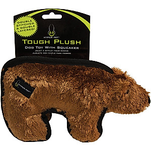 Hyper Pet Tough Plush Brown Bear Durable Dog Toy with Squeaker