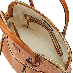 Dooney & Bourke Satchel Bags for Women, Pebble Grain Leather Domed Satchel Handbag with Optional Crossbody Bag Strap - Brown