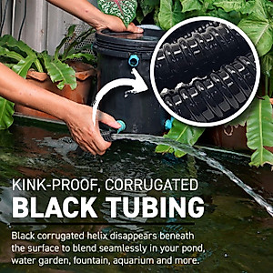 Sealproof Kinkproof 1-1/2" Dia Waterfall, Pond Tubing, 1-1/2-Inch ID, 20 FT, Black Corrugated PVC Strong Flexible Tubing, Made in USA