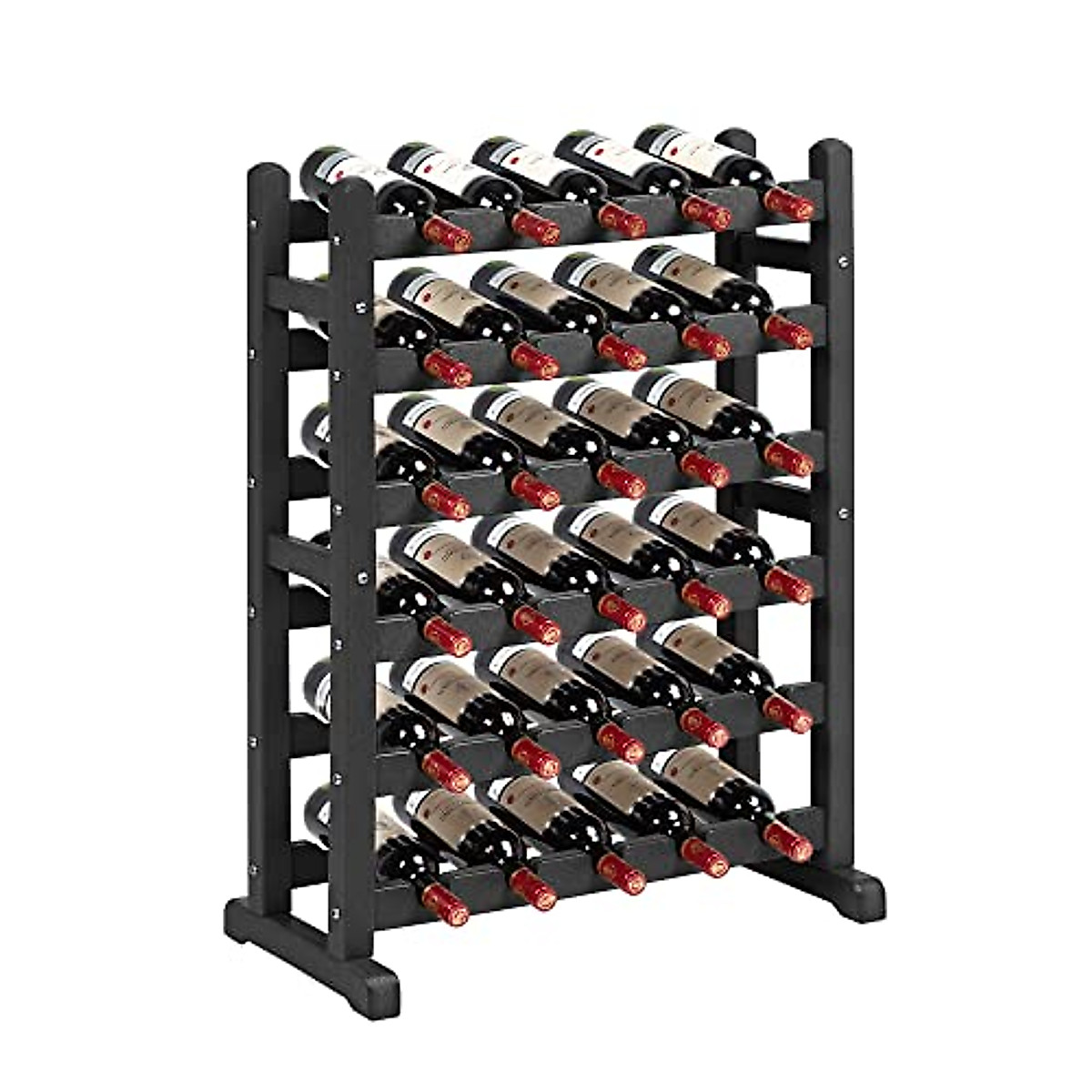 TORVA Wine Racks Freestanding Floor,30 Bottles Wine Bottle Holder,6-Tier High-Density Plastic Wine Storage Display Shelves for Kitchen, Living Room, Wine Cellar, Bar(Dark Gray)