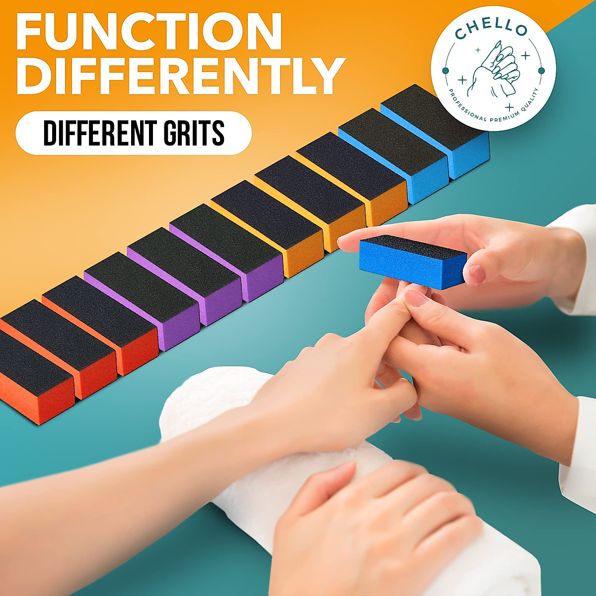 Nail Buffer Block, 12 pcs 4 Sided Sanding Buffers for Acrylic and Natural Nails, Medium 60/80 Grit Nail Buffing Block & Pedicure Manicure Tool by CHELLO