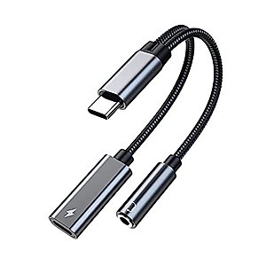 Hubs 2 in 1 USB Type C to 3.5 Mm Jack Adapter HiFi DAC Aux Audio Splitter USB Hubs (Color : Gray)