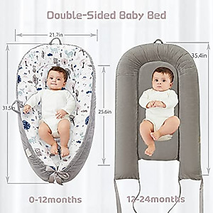 Baby Lounger 100% Cotton Breathable Newborn Infant Bed Co Sleeping Nest Bed Cover Machine Washable, Adjustable Size, Strong Zipper