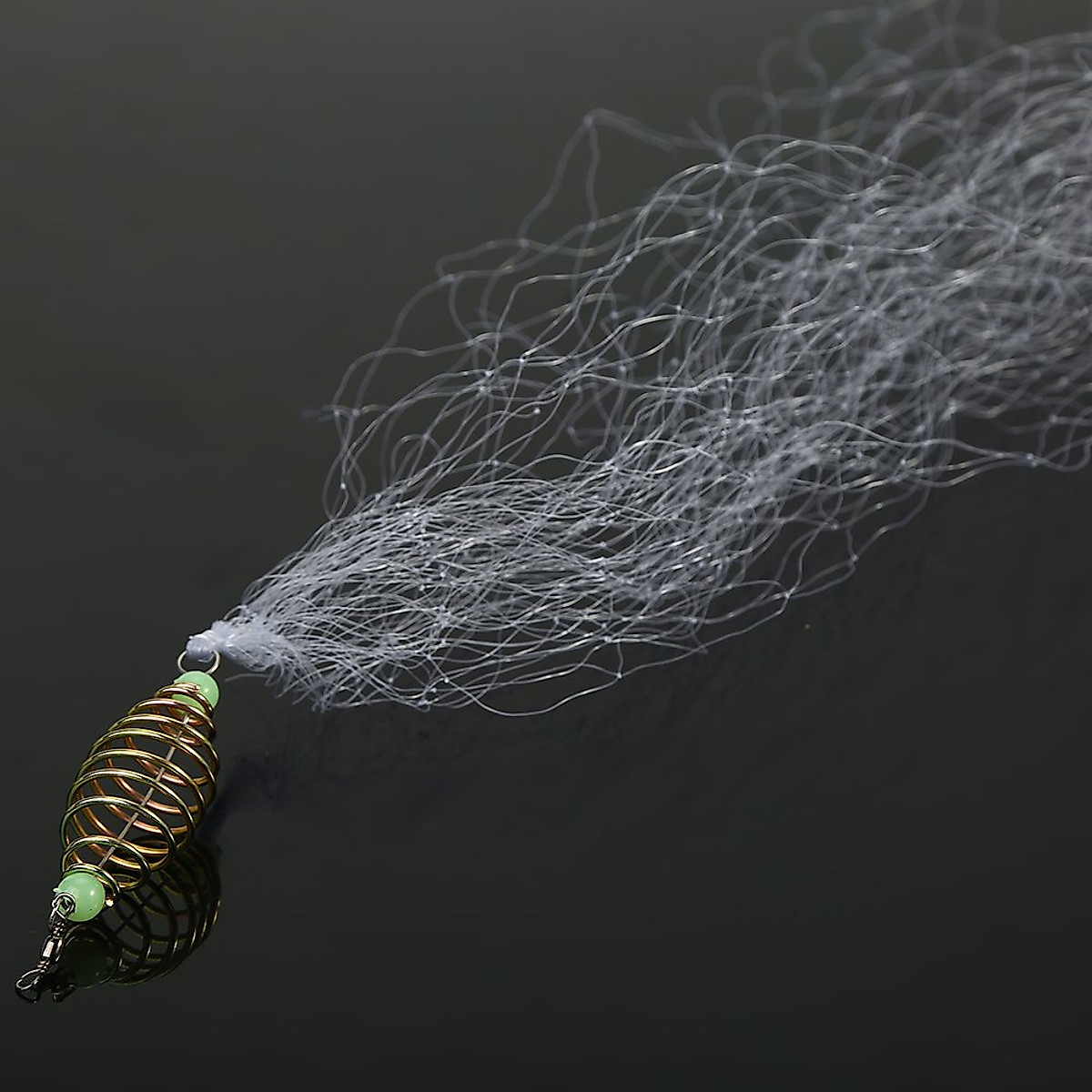 Fishing net Copper Spring,4pcs Fishing Net Trap Luminous Bead Copper Spring Shoal Netting Fishnet Tackle, Durable Copper Spring Fishing Net with Luminous Beads Accessories for Night Fishing