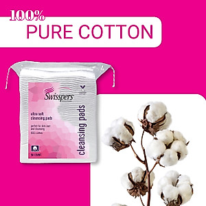 Swisspers Premium Facial Cleansing Pad, 100% Cotton, Ultra Soft, Extra Large, 50 White Pads per Reclosable Bag, 3 Bags (150 Pads Total)