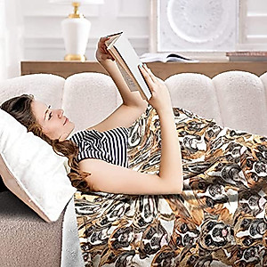 TOPTREE Boxer Dog Blanket Fuzzy Cozy Plush Cute Puppy Flannel Fleece Blanket Animal Brown Boxer Dog Gifts for Women Kids Adults (60x80 inches)