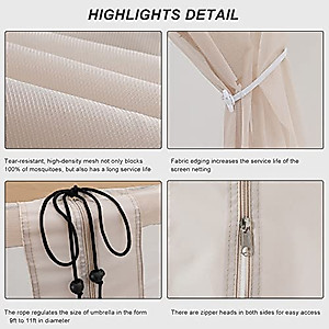 OUTDOOR WIND Upgrade 9FT-11FT Patio Umbrella Netting Beige