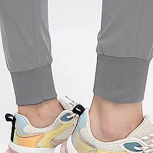 Scrubs Set for Women Joggers V-Neck Pocket Top Uniforms Athletic Stretch Set Workwear Drawstring Threaded Pant Legs