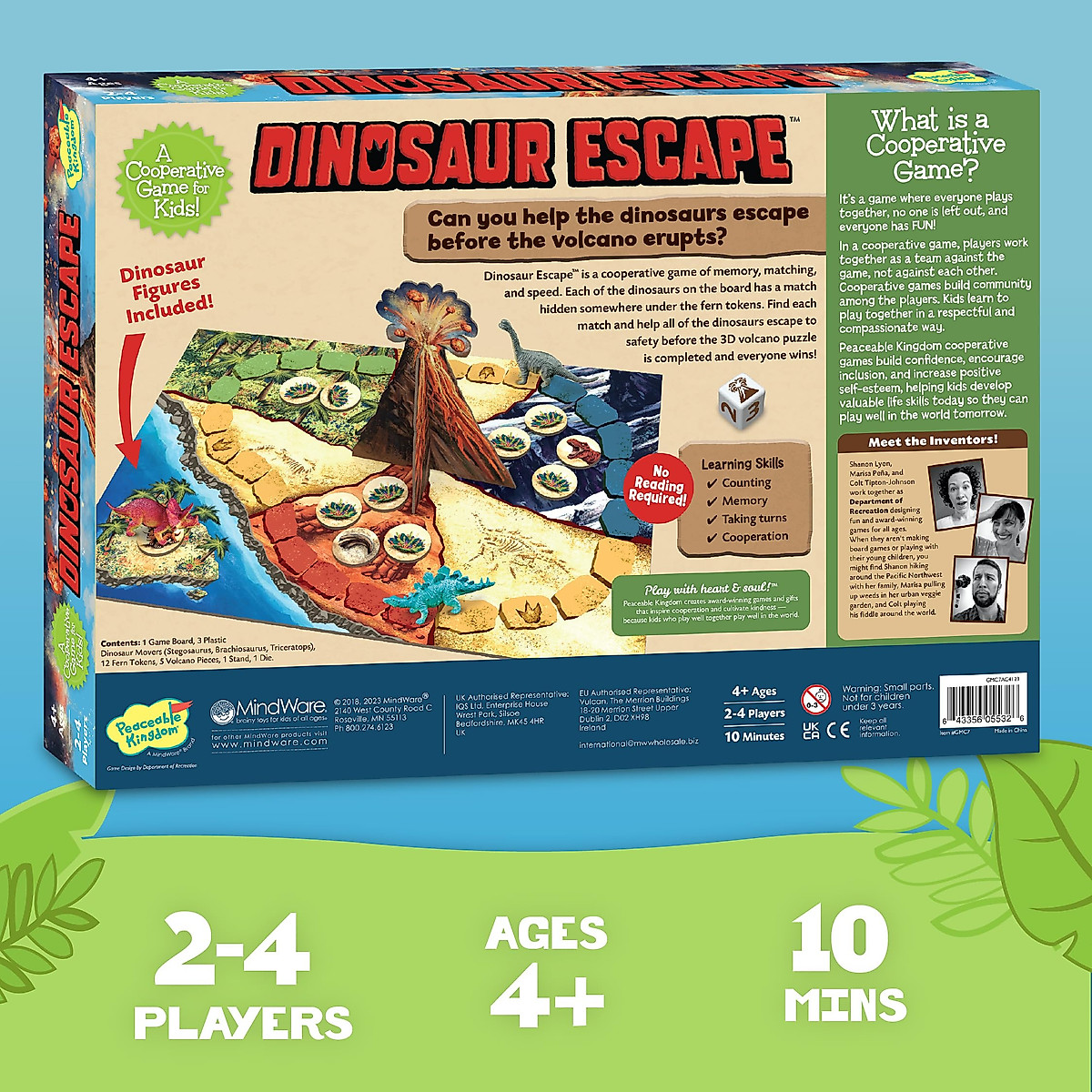 Peaceable Kingdom Count Your Chickens and Dinosaur Escape Cooperative Board Games for Kids Bundle