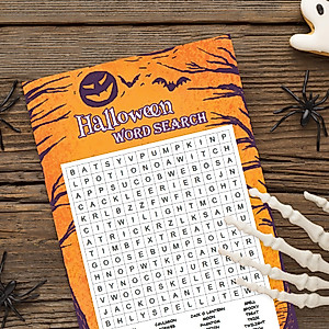 Ayhuhra Halloween Party Games 129pcs Halloween Card Games for Adults/Teens Emoji Word Scramble Word Search Candy Trivia Card Games for Halloween Birthday Party Activity Classroom Ice Breaker