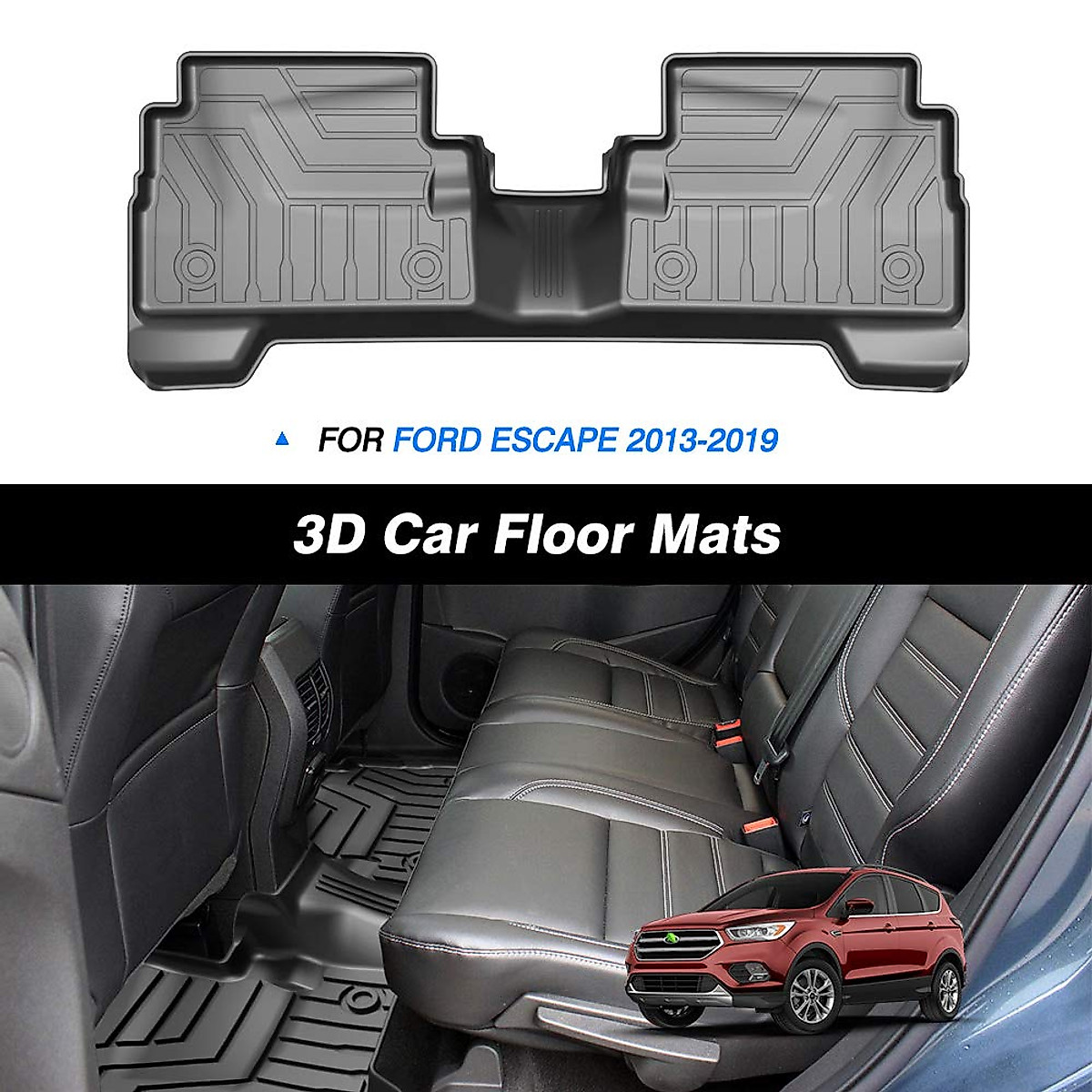 KUST Custom Fit Floor Mats for 2020-2023 2024 Ford Escape No-Hybird (NOT Fit Hybrid Models) Floor Liner All Weather Car Mats 1st & 2nd Row Liners Full Set Black Non-Slip 3PCS
