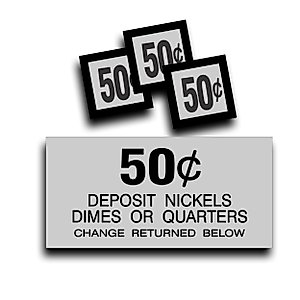 Restoration Decal Sticker for Vintage Soda Pop Soft Drink Vending Coin Change Slot Compatible with Dixie Narco Pepsi, Coca Cola Machine 50 Cent - 2.188 x 4.5 Inch Plus 3 Square Decals
