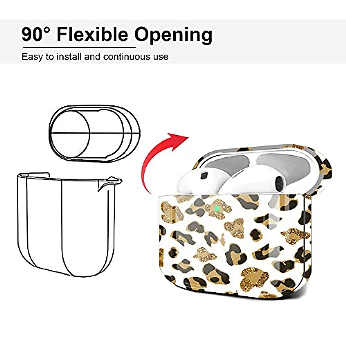 BOLOSTIN Clear Case for AirPods Pro Case,Cute AirPods Cover for Women Girl,Protective AirPods Pro Skin Cover with Keychain (Leopard)