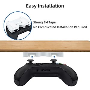 Mcbazel Under Desk Mount for Xbox Series X/S, Xbox One X/S, Xbox One, Xbox 360, Switch Pro Controller, Table Stand Holder Compatible with Xbox and Switch Pro Controller - White
