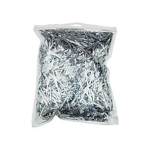 100 Grams Shiny Iridescent Film PP Hamper Shreds & Strands Shredded Crinkle Confetti for DIY Gift Wrapping & Basket Filling (Silver)