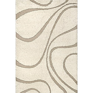 nuLOOM Carolyn Modern Shag Area Rug - 9x12 Shag Area Rug Transitional Cream Rugs for Living Room Bedroom Dining Room Nursery
