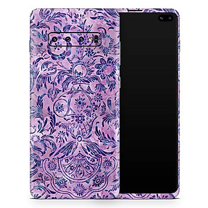 DesignSkinz Purple Damask Watercolor Pattern Protective Vinyl Decal Wrap Skin Cover Compatible with The Samsung Galaxy S20 (Screen Trim & Back Glass Skin)