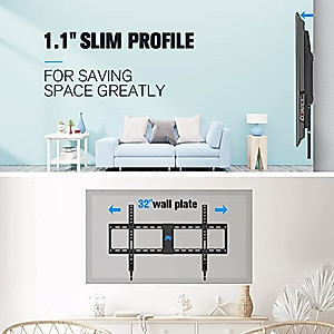 Mounting Dream Fixed TV Wall Mount, Low Profile Wall Mount TV Bracket for Most 42-70 Inch TVs, Flush TV Mount for Space Saving, Fits 16", 18'', 24", 32" Studs, Max VESA 800x400mm and 132lbs MD2361-32