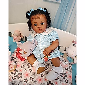 Angelbaby 24" Lifelike African American Reborn Toddler Doll, Cute Realistic Newborn Silicone Gift Toy