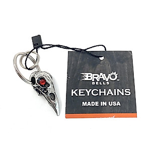 Bravo Bells Raven Skull Diamond Keychain - Pewter Keychain for Bikers - Made in The USA