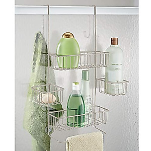 iDesign The Metalo Collection Over-The-Door Hanging Shower Caddy Organizer, 22.7" x 10.5" x 8.2", Satin