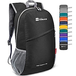 ZOMAKE 20L Small Packable Hiking Backpack for Women Men - Lightweight Travel Hiking Daypack - Water Resistant Foldable Day Pack for Camping Outdoor Sports (Black)