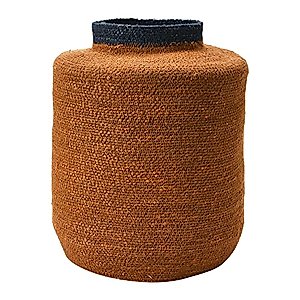Bloomingville Hand-Woven Seagrass, Orange & Navy Basket