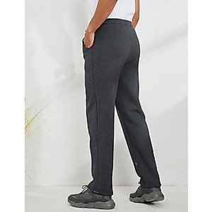 Gihuo Men's Winter Fleece Pants Sherpa Lined Sweatpants Straight Leg Active Running Sweat Pants Comfy Lounge Pants(2# Dark Grey, Small)