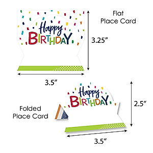 Big Dot of Happiness Cheerful Happy Birthday - Colorful Birthday Party Tent Buffet Card - Table Setting Name Place Cards - Set of 24
