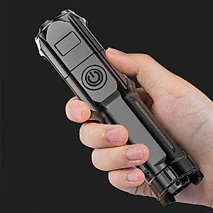 Peachloft Flashlight, Peachloft Powerful LED Flashlight, Peachloft Flash Light, Rechargeable Zoomable Waterproof Torch, for Hiking, Camping (1PC Black)