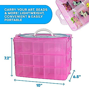 Bins & Things Stackable Storage Container with 30 Adjustable Compartments - Craft Storage/Craft Organizers and Storage - Bead Organizer Box/Art Supply Organizer - Lego Storage & Barbie Organizer