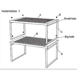 NEX Kitchen Shelf Organizer for Cabinet Counter Cupboard Pantry, Stackable & Expandable, Dark Silver