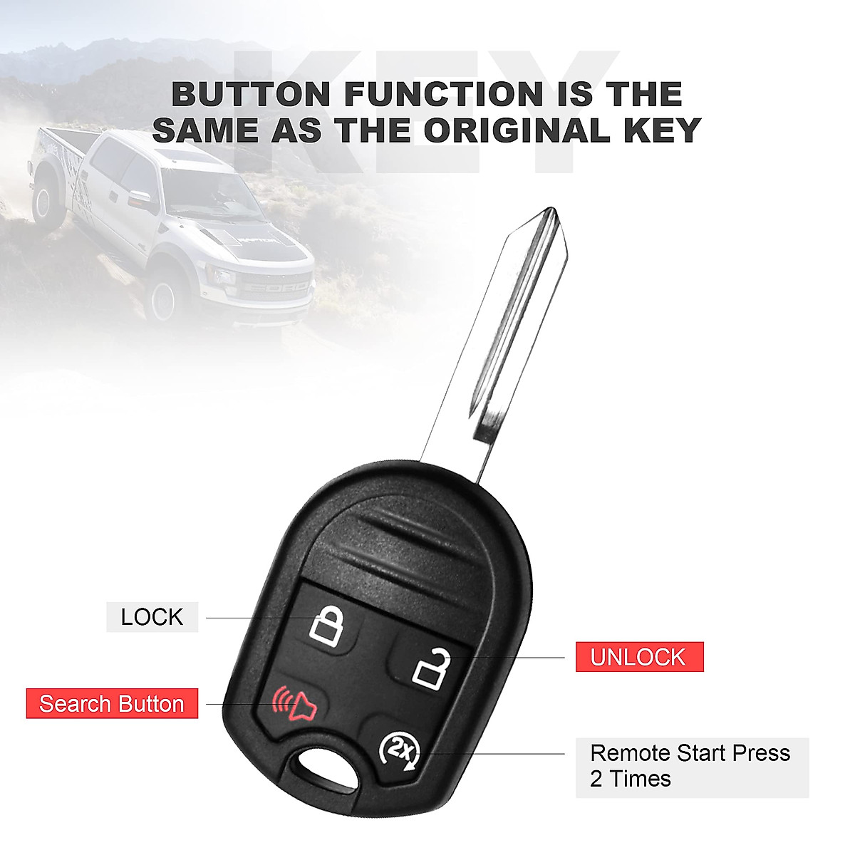 VOFONO Compatible with Car Key Fob Ford Explorer 2011-2015/ F-150, F-250, F-350 (2011-2016), Lincoln, Mercury, Mazda (CWTWB1U793 4-btn) Keyless Entry Remote Start Pack of 1