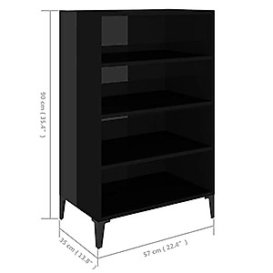 MBFLUUML Shoe Cabinet Wine Cabinet Sideboard High Gloss Black 22.4"x13.8"x35.4" Engineered Wood for Dining Room, Living Room, Bedroom