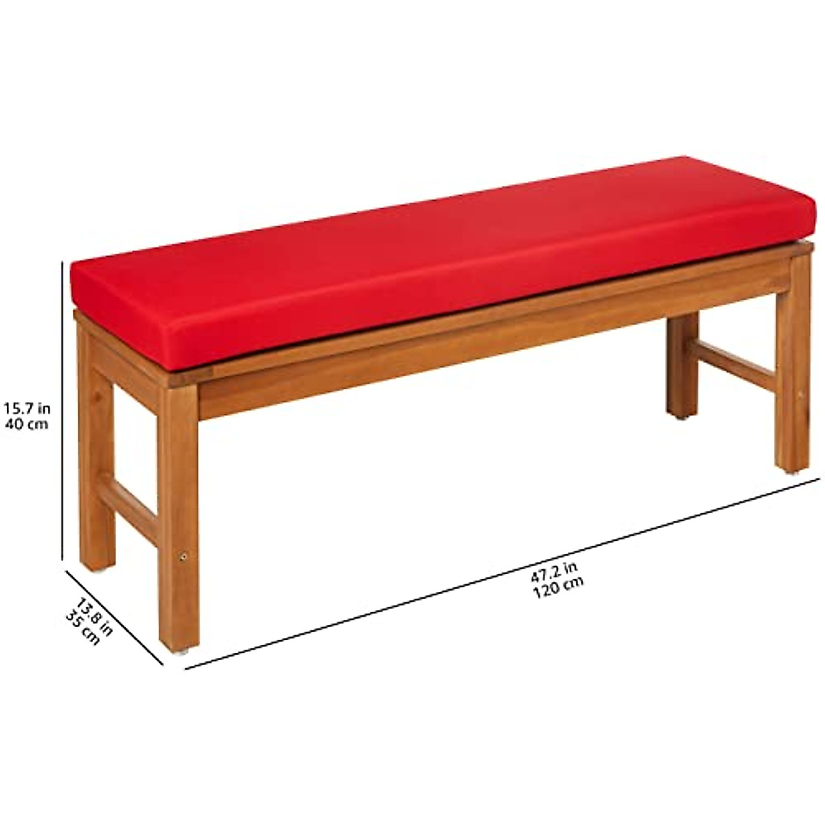 Amazon Aware FSC Certified Outdoor Bench with Cushion, Acacia Wood, Natural Finish