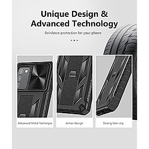 for Samsung Galaxy A03s Protective Case: Military Grade Drop Proof Full Protection Mobile Phone Cover with Kickstand | Durable Rugged Shockproof TPU Matte Textured Tough Bumper Shell