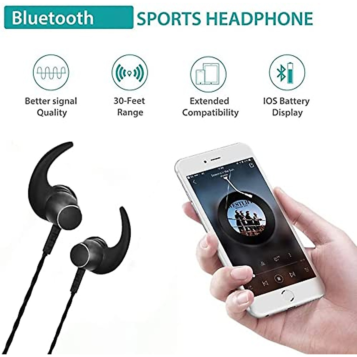 VIGROS ENC Noise Canceling Neckband Wireless Bluetooth 2 EQ Earbuds in-Ear Gaming Earphones, LED Light Fast Charge 70 Hours Play Headsets, Sweat Proof Ear-Hook Headphones Outdoor/Sports/Workout