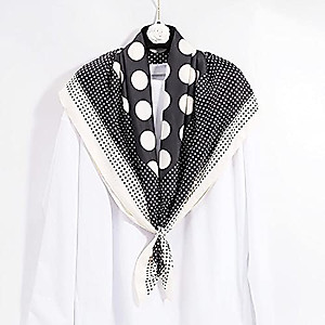 YOUR SMILE Silk Like Scarf Women's Fashion Pattern Large Square Satin Headscarf Headdress (Polka dot)