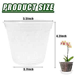 Haawooky Orchid Pots,5.5 inch Plastic Orchid Pots with Holes and Saucers,Slotted Clear Orchid Pots for Indoor and Outdoor Flower Planting,5 Pack