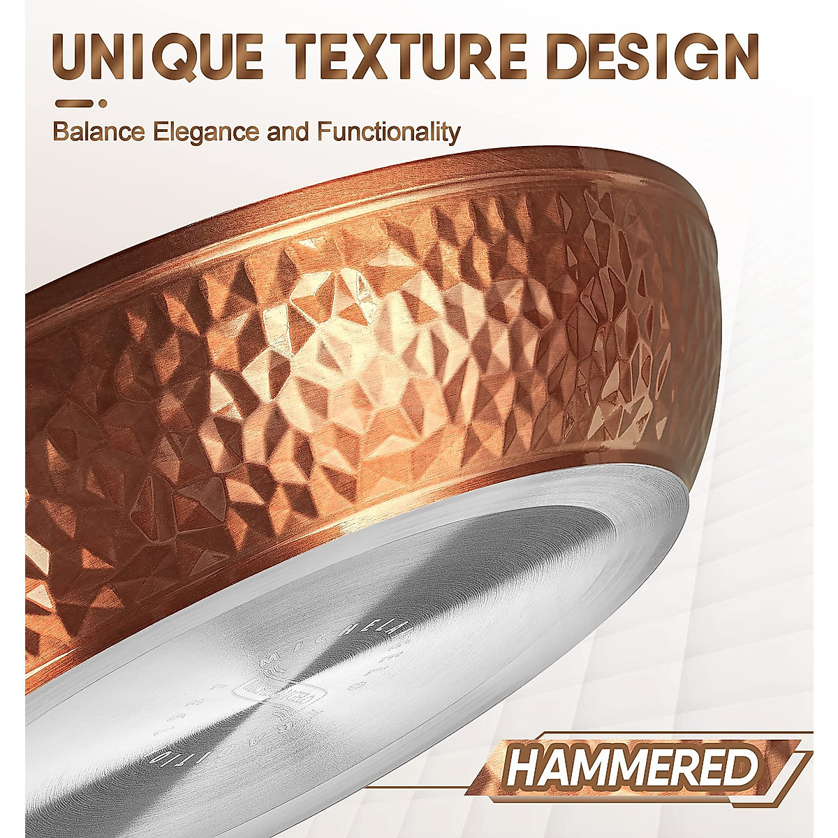 MICHELANGELO Nonstick Fry Pan With Lid, Hammered Copper Frying Pan Nonstick Skillet, 12 Inch Frying Pan Induction Compatible - Large Frying Pan 12 Inch