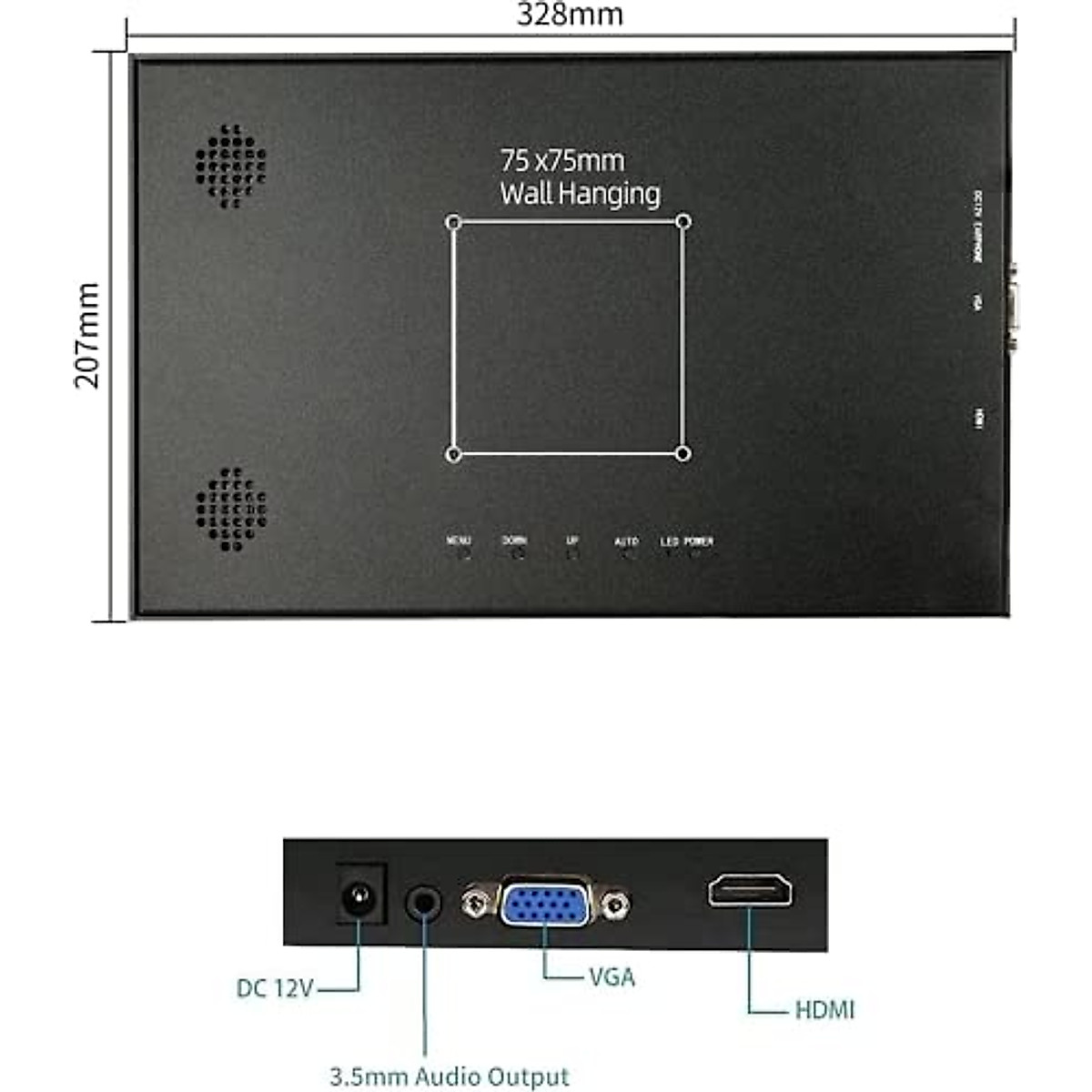 Kenowa 13.3 inch Portable Monitor, PC 16:9 Display with HDMI VGA External Screen for Raspberry pi/Computer/Laptop/PS3/PS4 Xbox,Built-in Stand,HD Resolution 1366x768 60HZ
