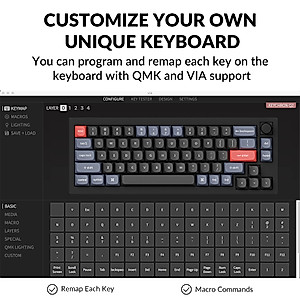 Keychron Q2 Wired Custom Mechanical Keyboard Knob Version, 65% Layout QMK/VIA Programmable Macro with Hot-swappable Gateron G Pro Blue Switch Double Gasket Compatible with Mac Windows Linux (Black)