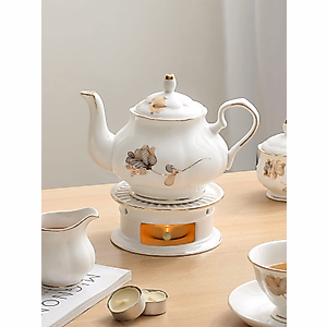 Teapot Warmers Ceramic Teapot Warmer Coffee and Milk Tea Warmer Tea Set(with Candle Hold)