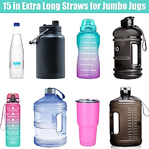 ALINK 15 inch Extra Long Reusable Silicone Straws, 4-Pack Flexible Straws for Stanley 40 oz Tumbler, 1 Gallon Water Bottles, 128 64 30 oz Jug Cup with Cleaning Brush