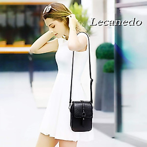 Lecanedo Small Crossbody Bag Cellphone Purse for Women, Leather Purse Shoulder Bags Black